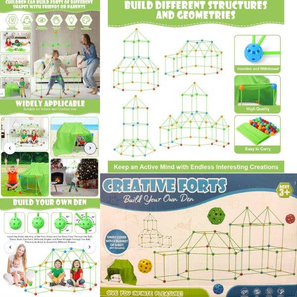 Creative Forts - 174PC Kit - Build Your Own Den – Brown Toy Box
